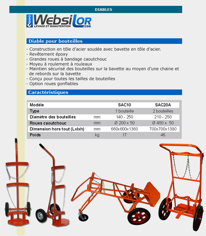 Chariots et diables porte-bouteilles - Websilor.com