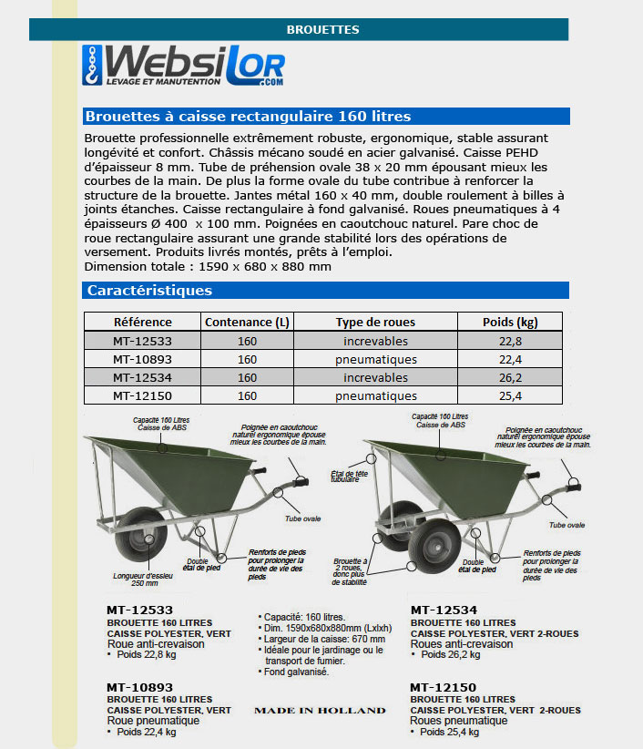 Brouettes professionnelles - Websilor.com